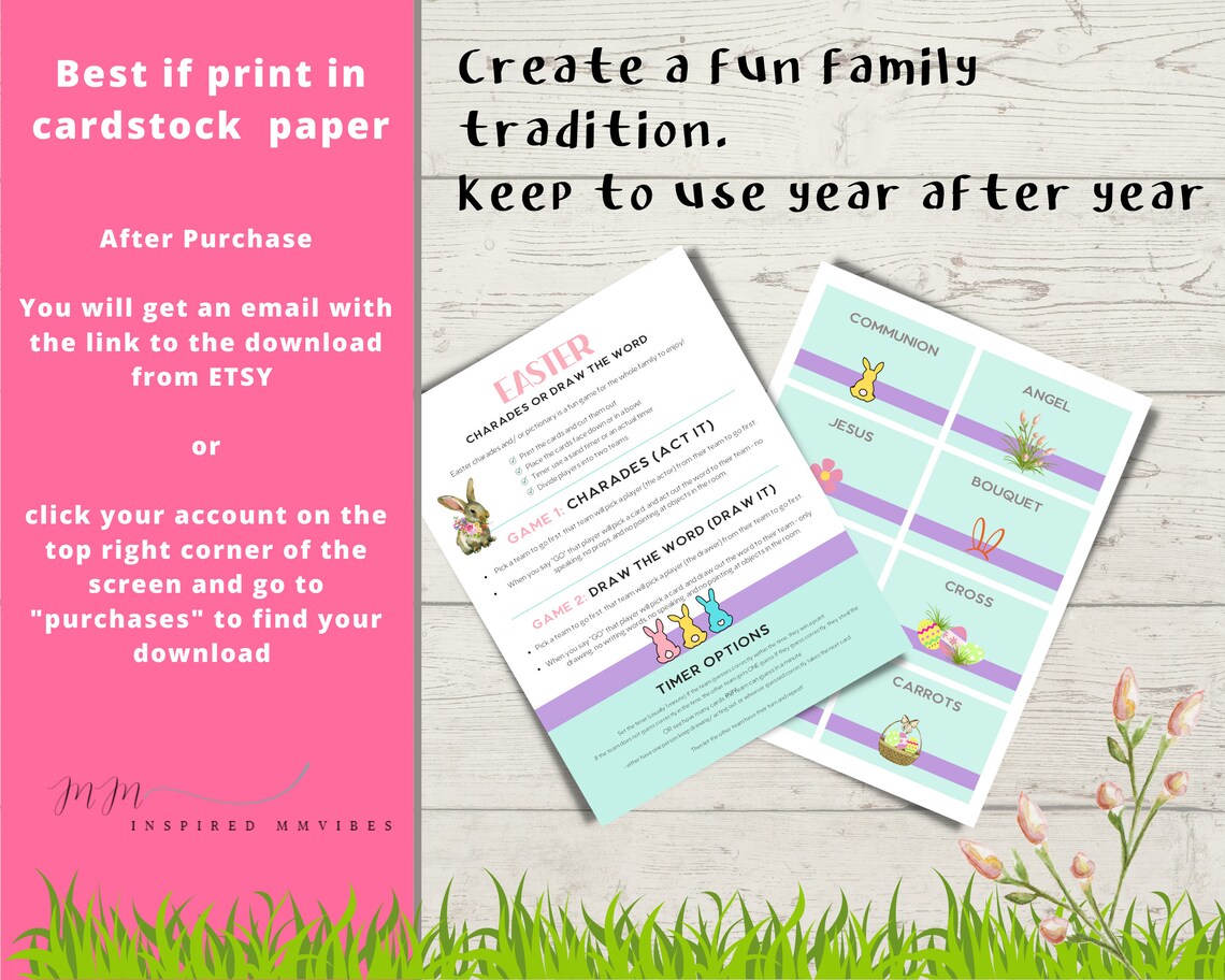 Easter Charades Family and Friends Fun Game Cards/ Ester Printable ...
