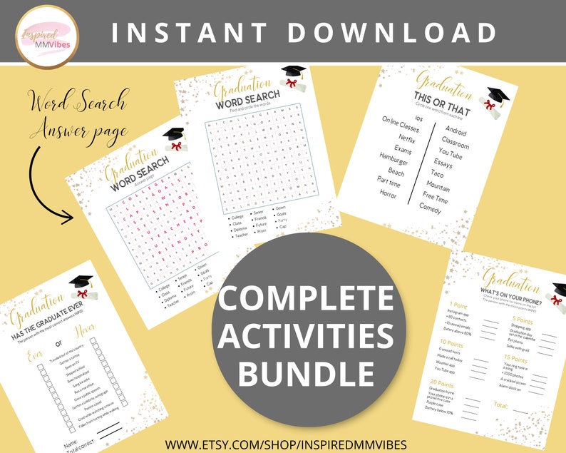 Graduation Party Games Printable Bundle High School College - Etsy