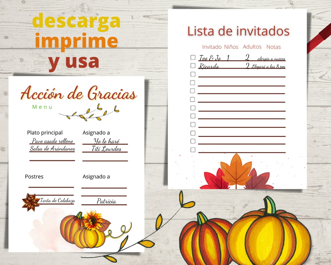Planificador Para La Fiesta De Acción De Gracias, PDF Descargable ...