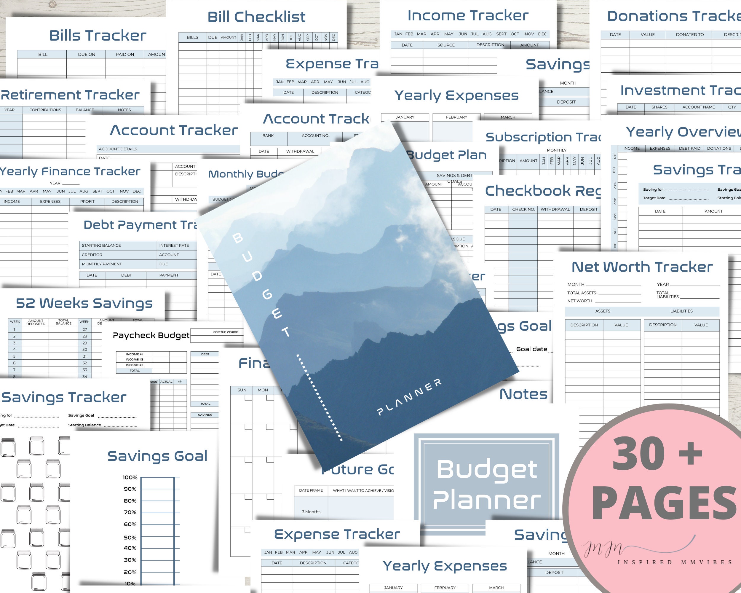 Printable Finance Budget Bundle Planner / Retirement Savings Income ...