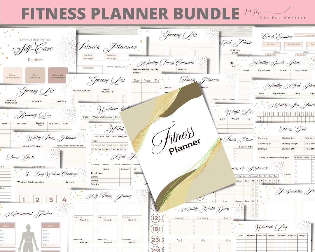 Printable Fitness Planner Bundle /carb Counter /30 Days Workout ...