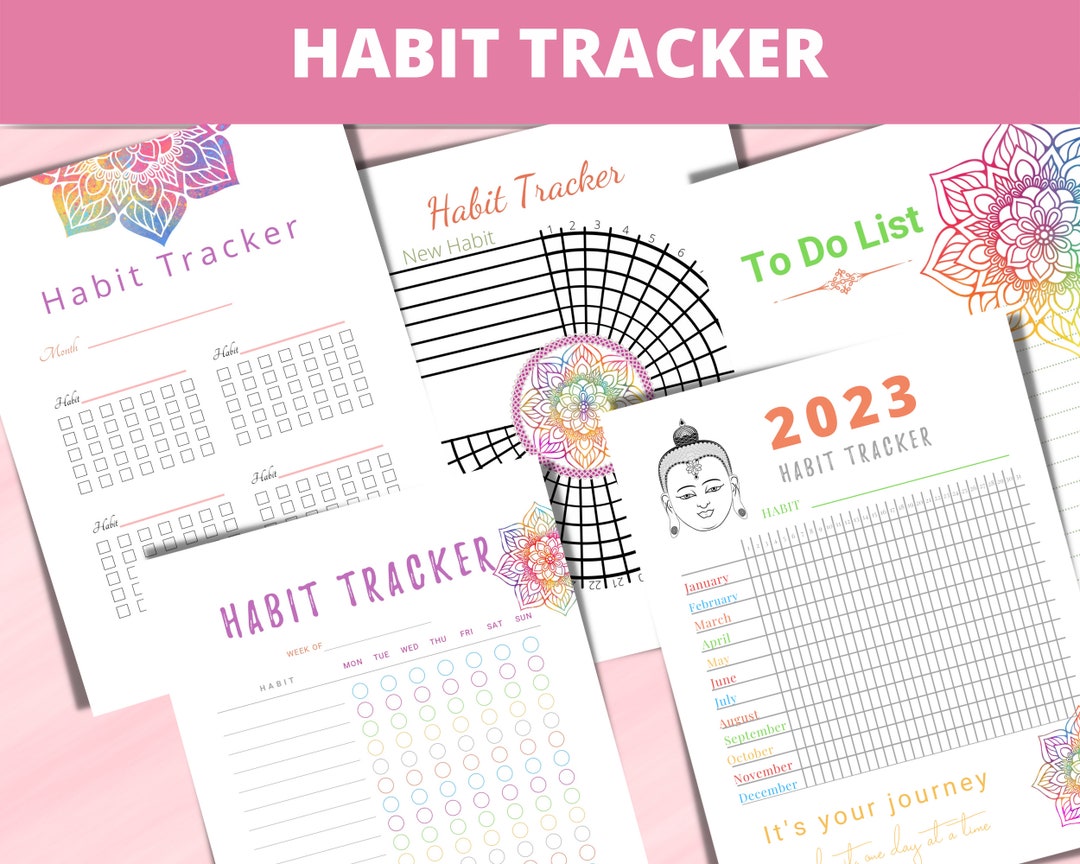 Printable Habit Tracker Yearly, Monthly, Weekly, Daily Habit Tracker ...