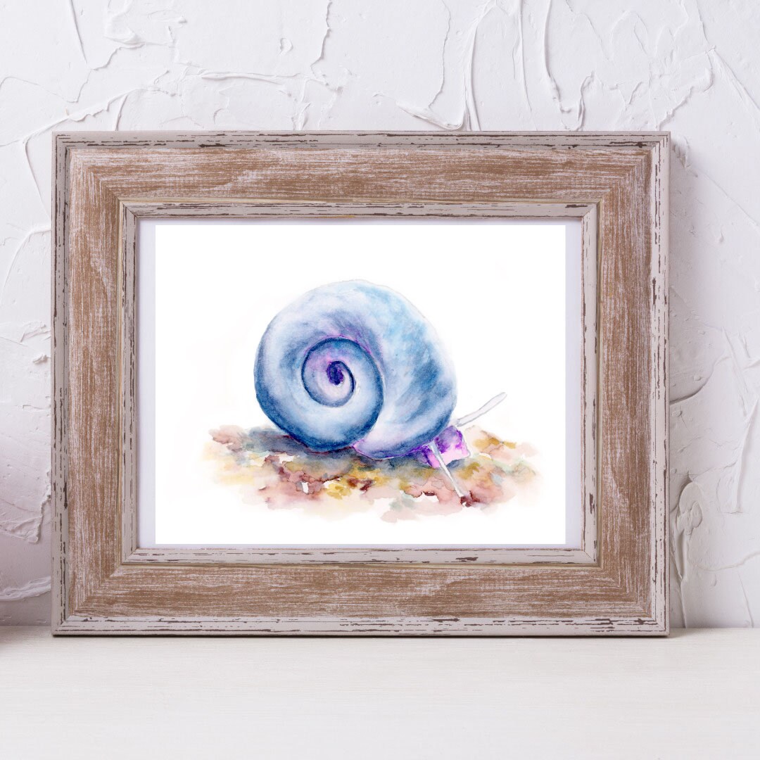 Snail Print, Fine Art Watercolor Painting, Includes Print + Stiff ...