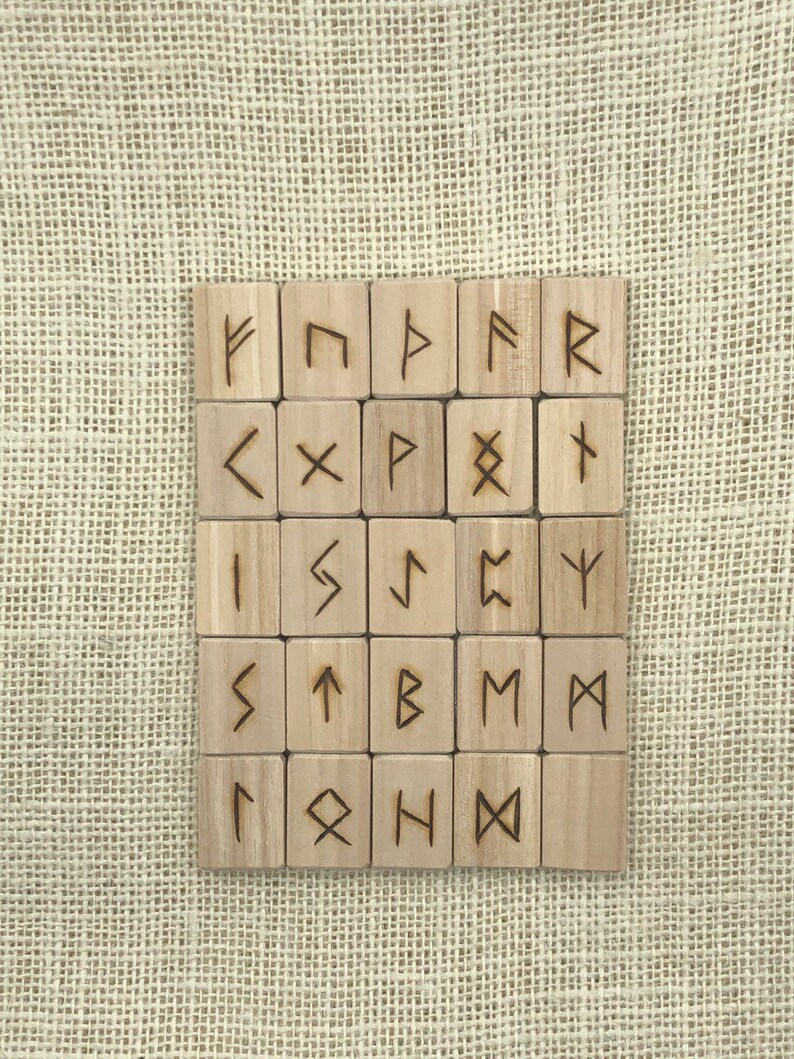 Ash-tree Rune Set Elder Futhark in Cloth Pouch for Norse - Etsy