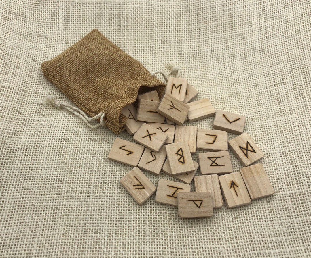 Ash-tree Rune Set Elder Futhark in Cloth Pouch for Norse - Etsy