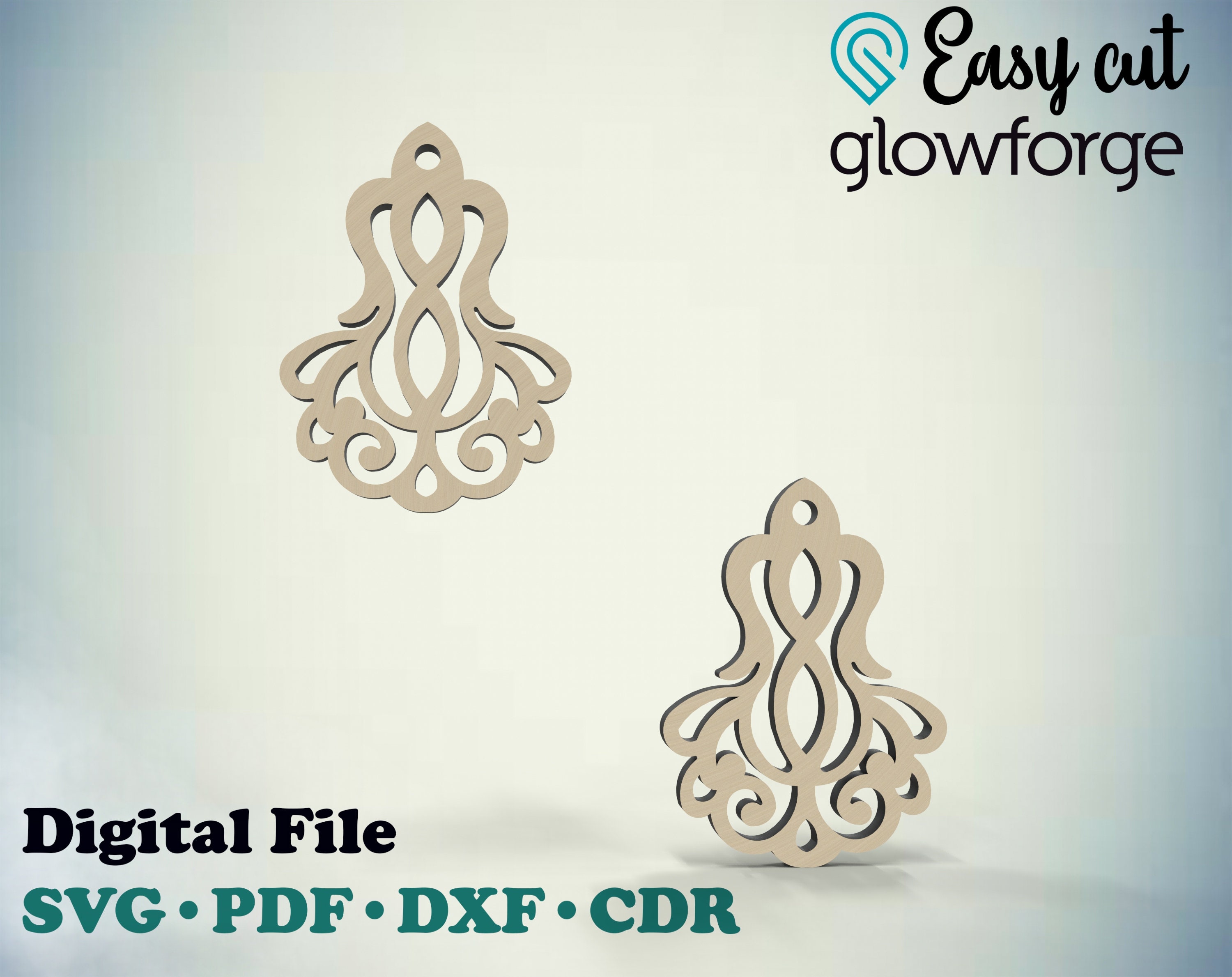 Glowforge Earrings Wood SVG DXF Laser File, Earrings Cut File, Earring ...