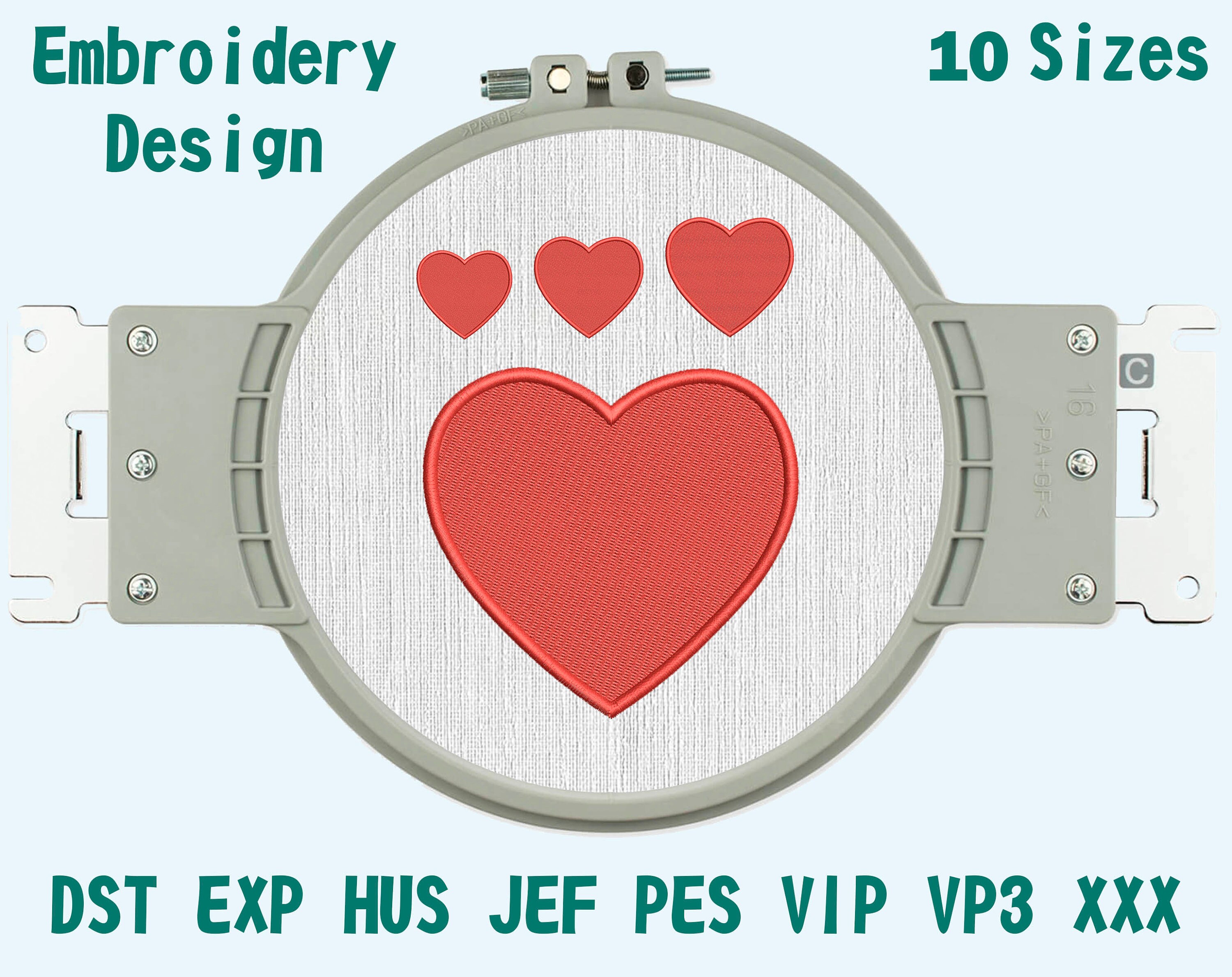 Heart Machine Embroidery Designs 9 Sizes Embroidery File | Etsy