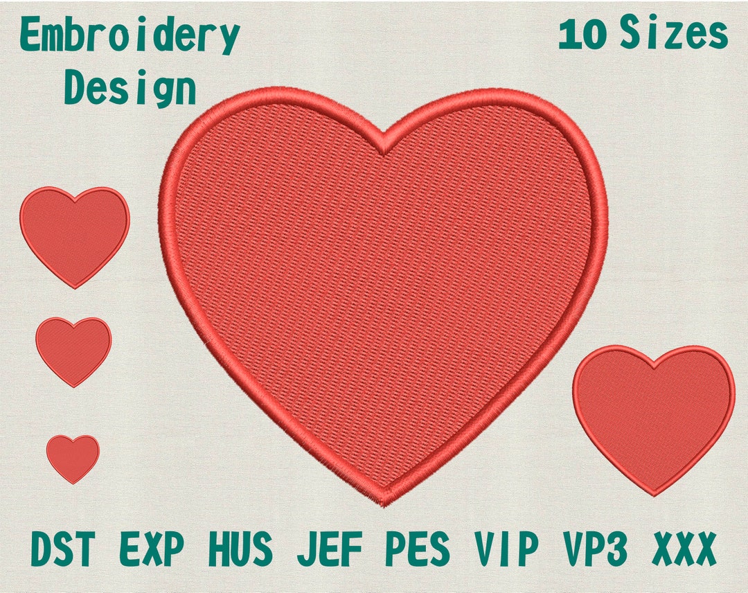 Heart Machine Embroidery Designs - 9 Sizes - Embroidery File - DIY ...