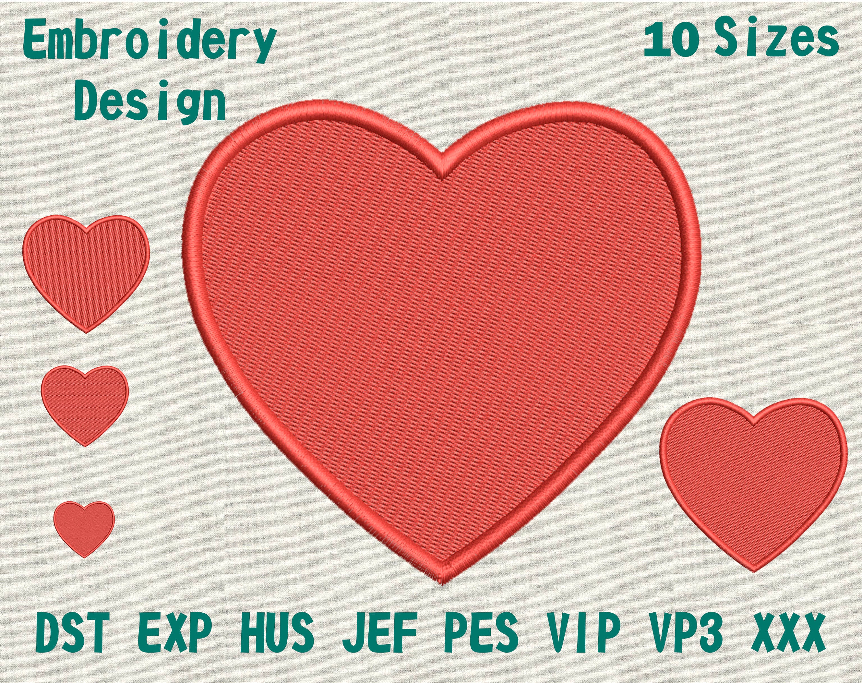 Heart Machine Embroidery Designs 9 Sizes Embroidery File | Etsy