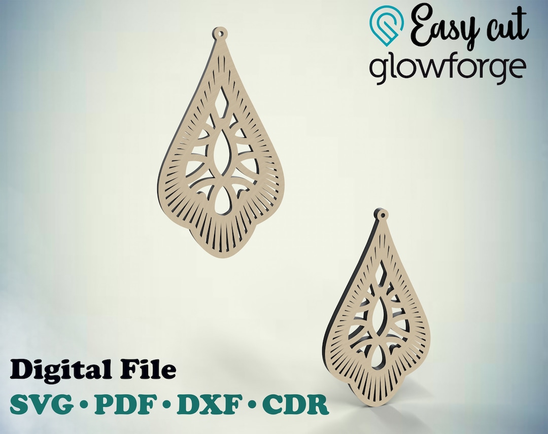 Glowforge Earrings SVG DXF Laser File, Earrings Cut File, Exclusive ...
