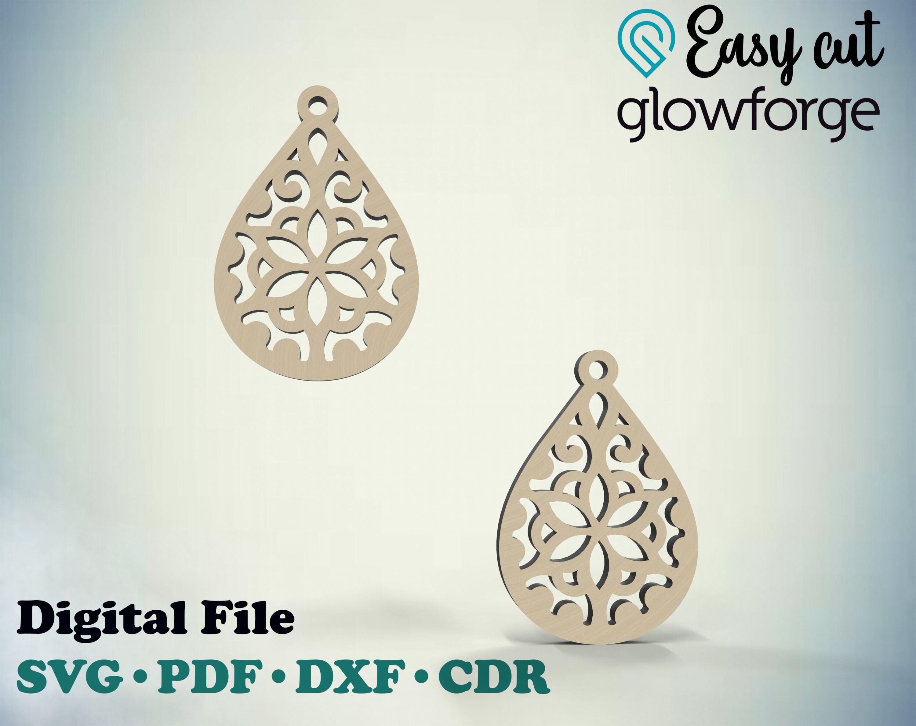 SVG Earrings Glowforge DXF Laser File Earrings Cut File | Etsy