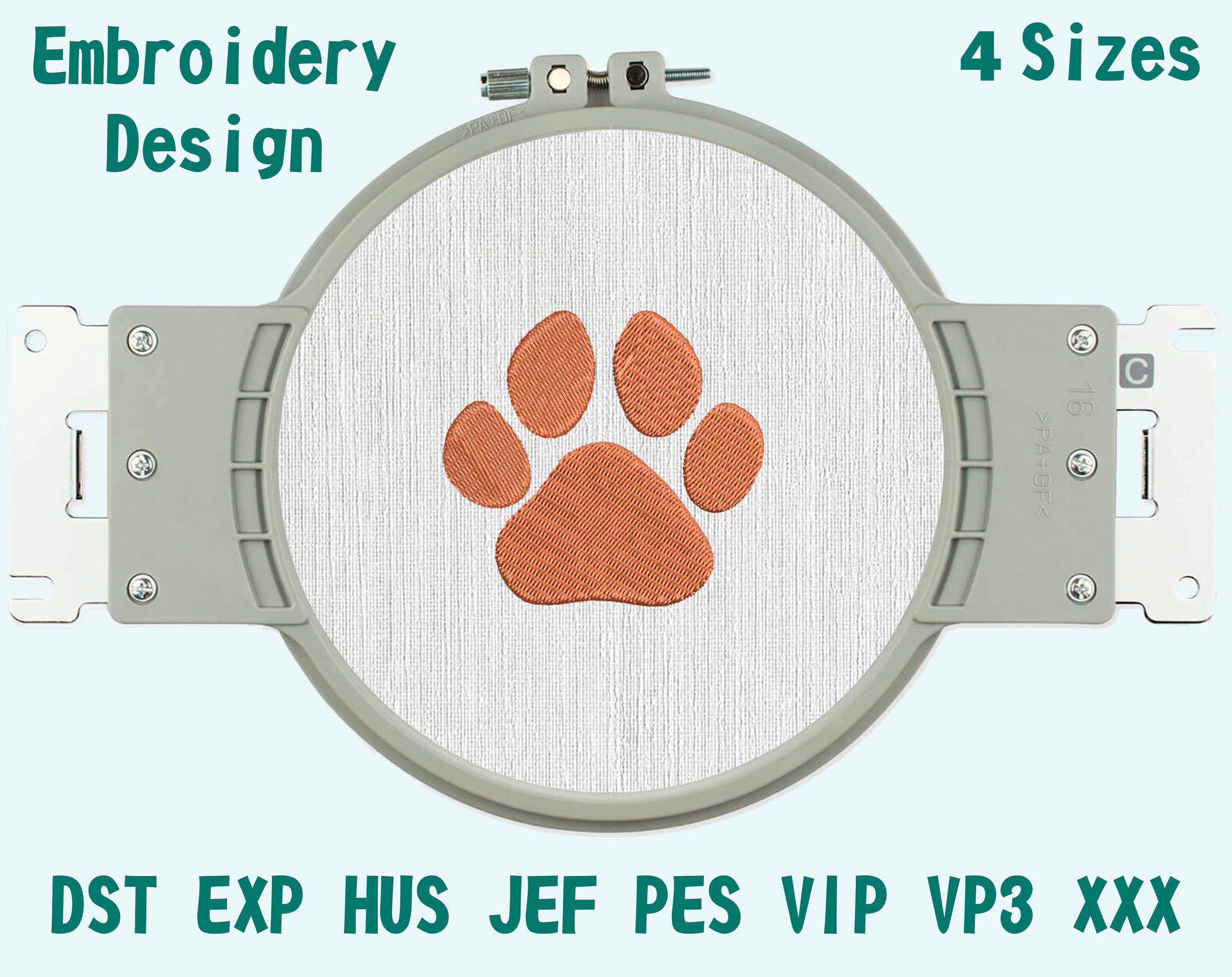 Paw Print Machine Embroidery Designs - 5 Sizes - Embroidery File Dog ...