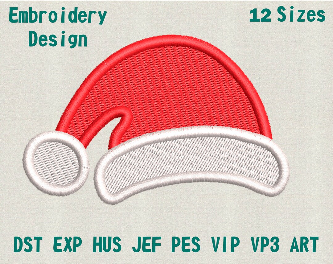 Santa Hat Machine Embroidery Designs - 12 Sizes - Embroidery File - DIY ...