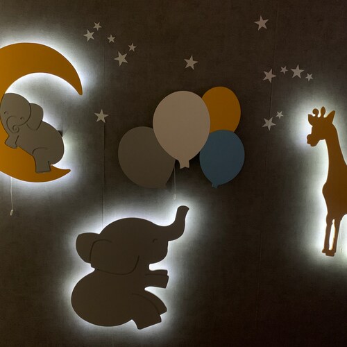 Set of 2 Nursery Lighting Elephant Balloons Wall Light - Etsy
