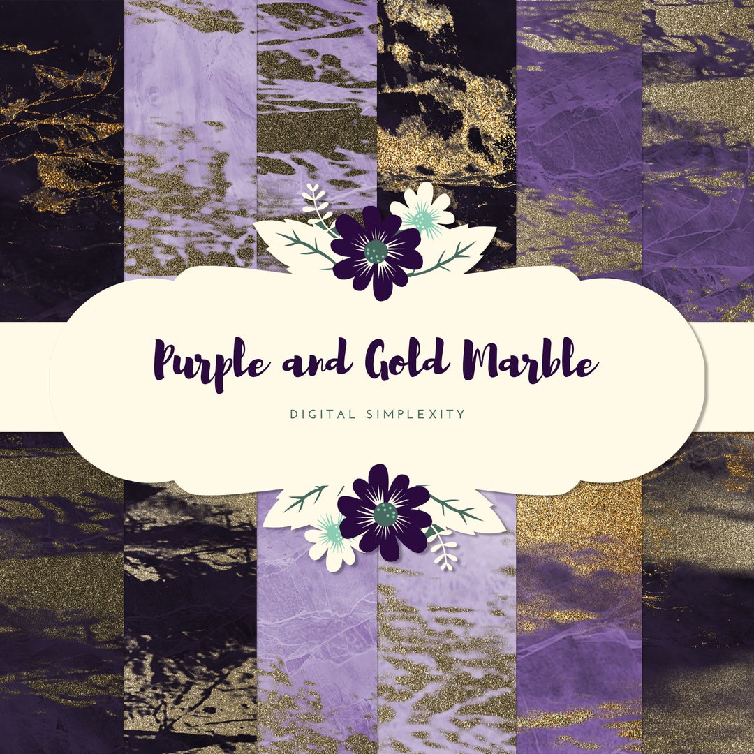 Valentine Digital Paper Purple and Gold Scrapbook Paper - Etsy
