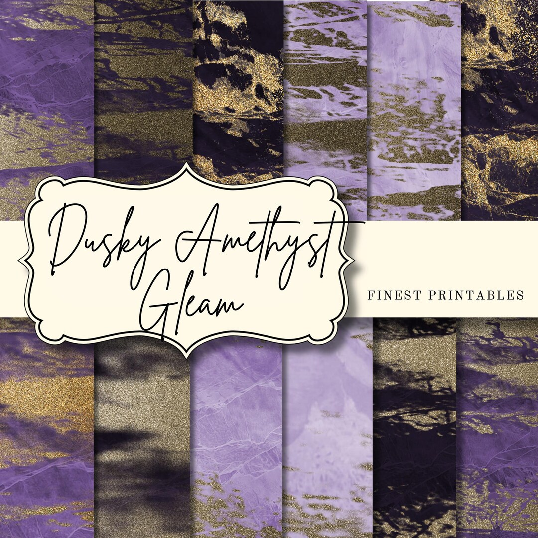Valentine Digital Paper | Purple and Gold Scrapbook Paper | Purple Gold ...