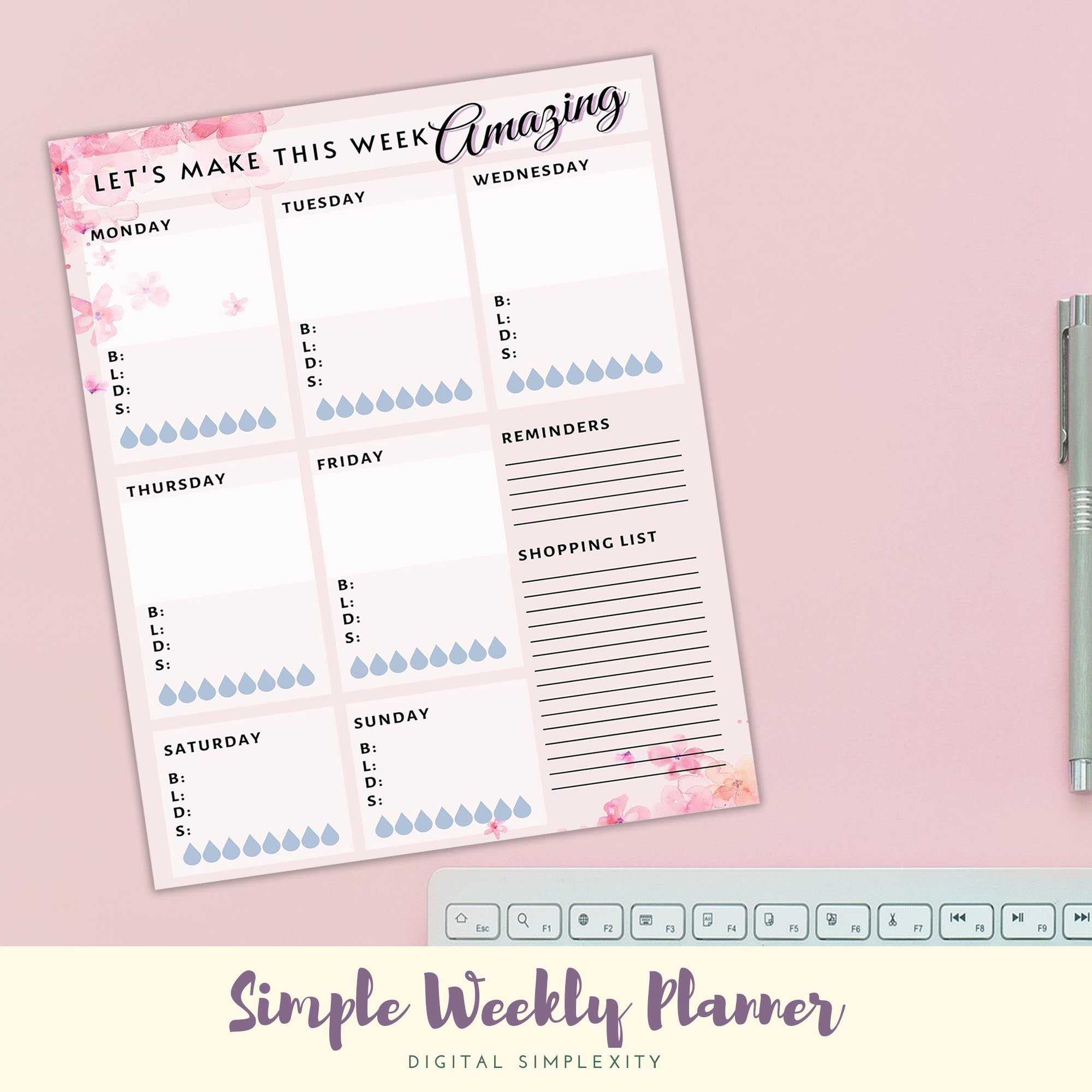 Printable Weekly Planner Page Printable Week Plan Template - Etsy