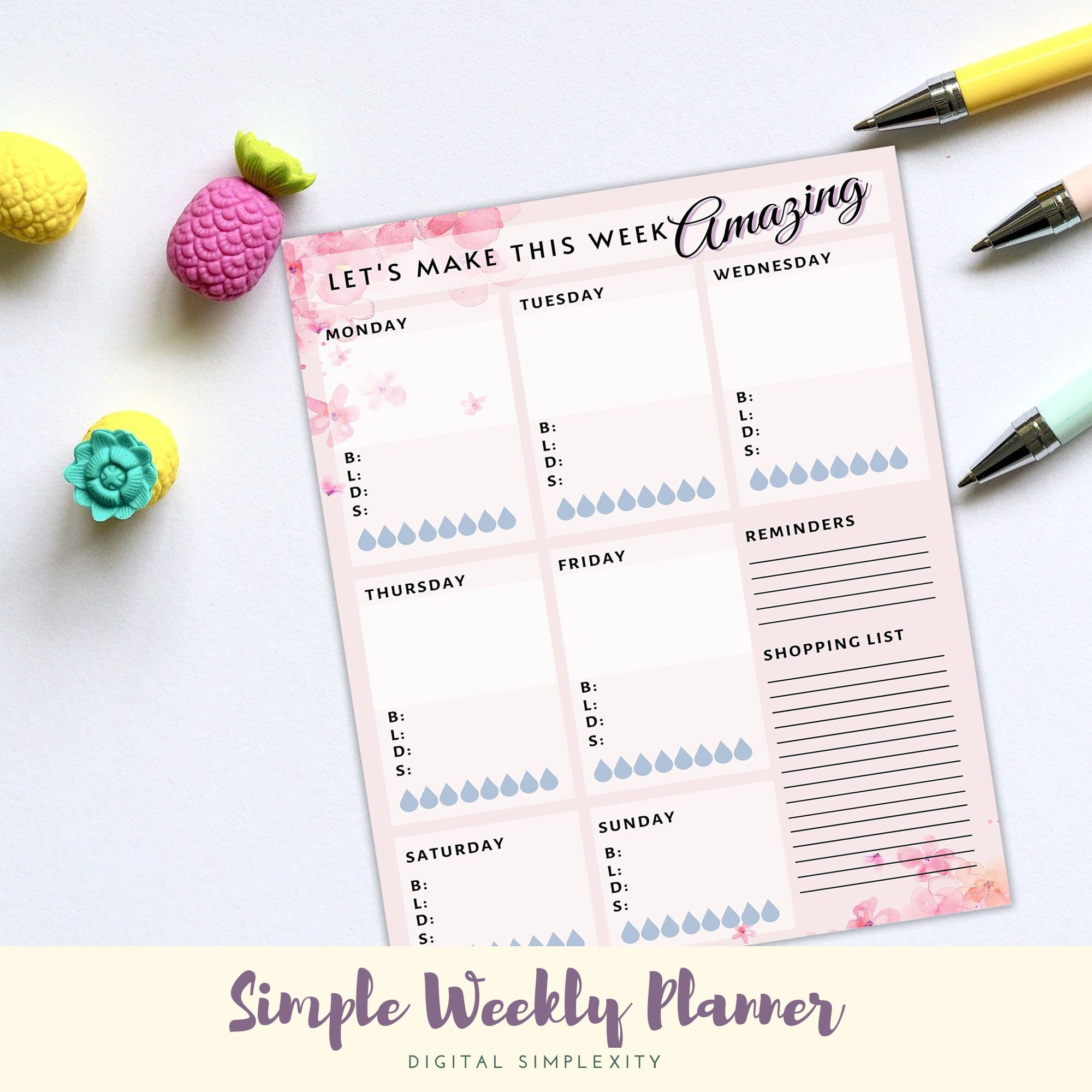 Printable Weekly Planner Page Printable Week Plan Template - Etsy