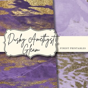 Valentine Digital Paper | Purple and Gold Scrapbook Paper | Purple Gold ...