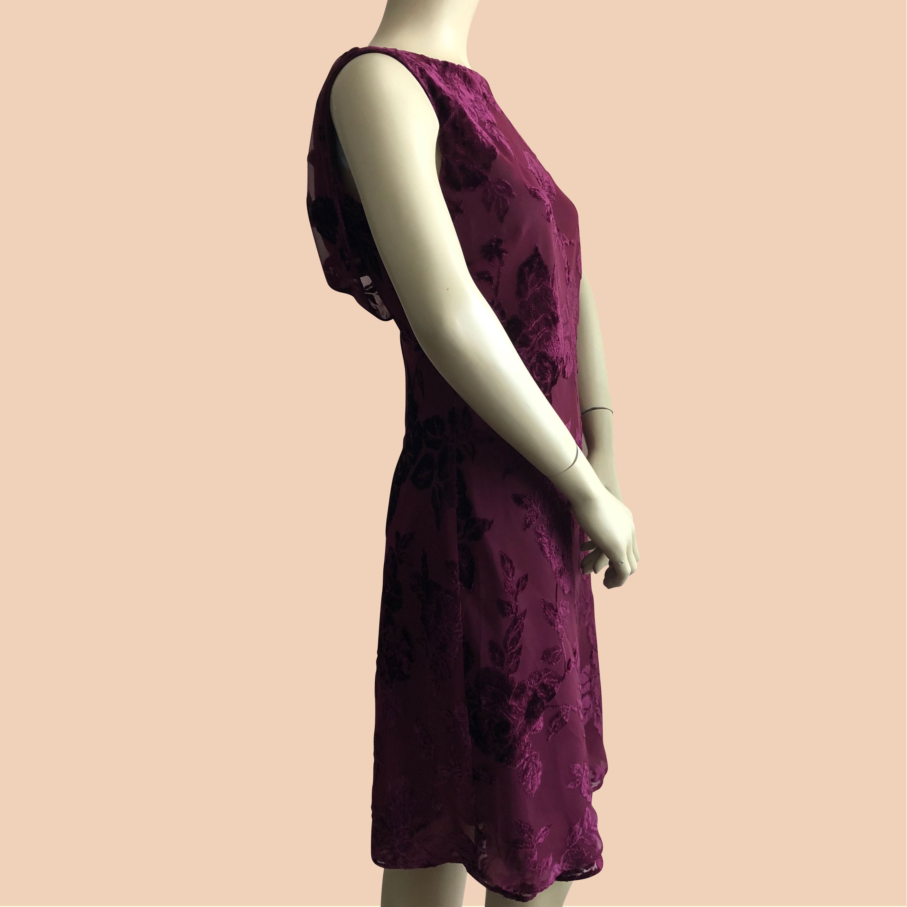 Cowl Back Velvet Roses Dress, Evan Picone - Etsy