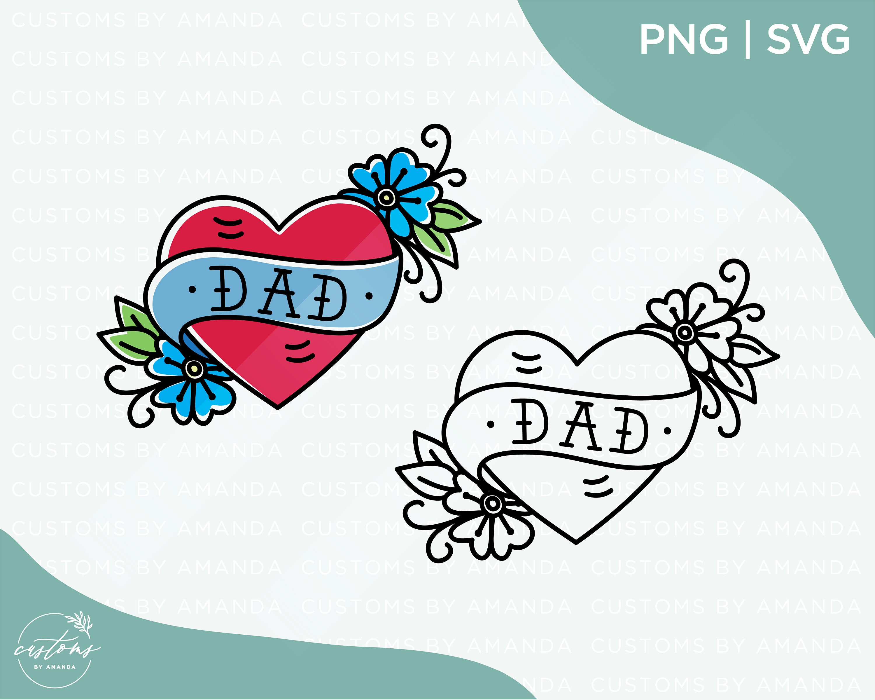 Dad Tattoo Heart PNG SVG | Valentines Day Digital Download - Etsy