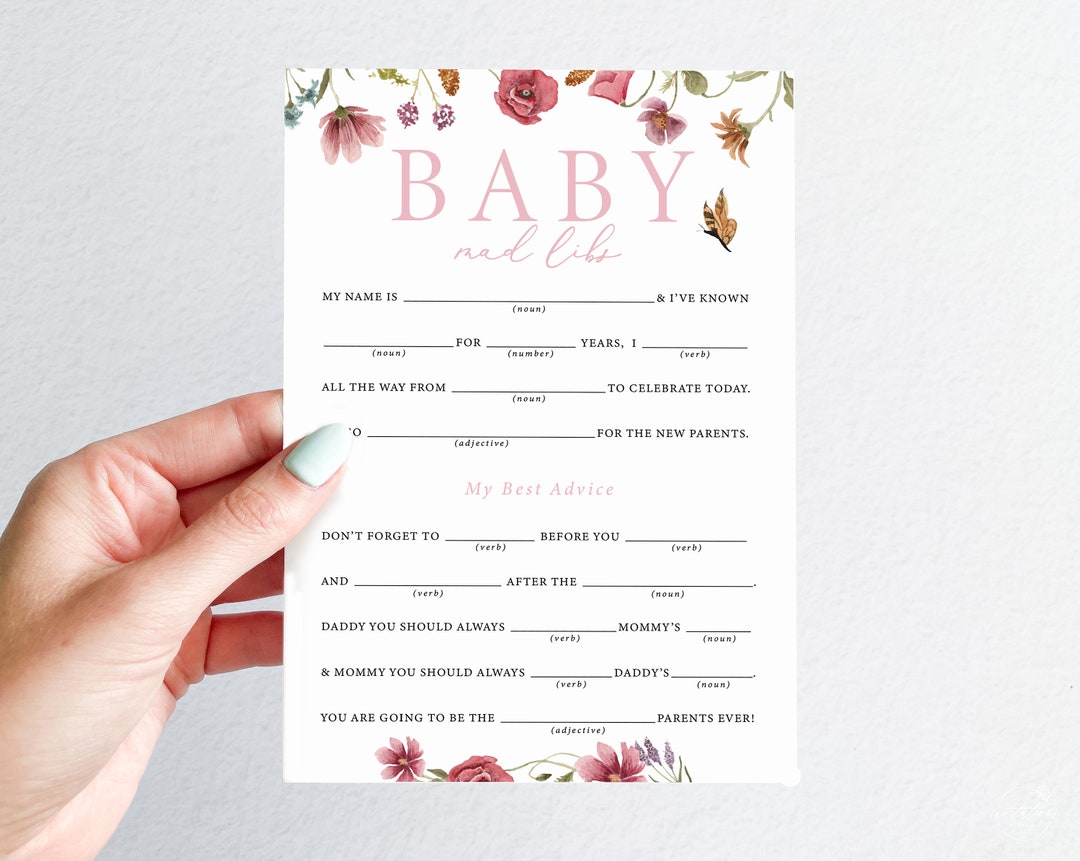 Baby Mad Libs Game | Wild Flower Baby Shower | Digital Download | Print ...