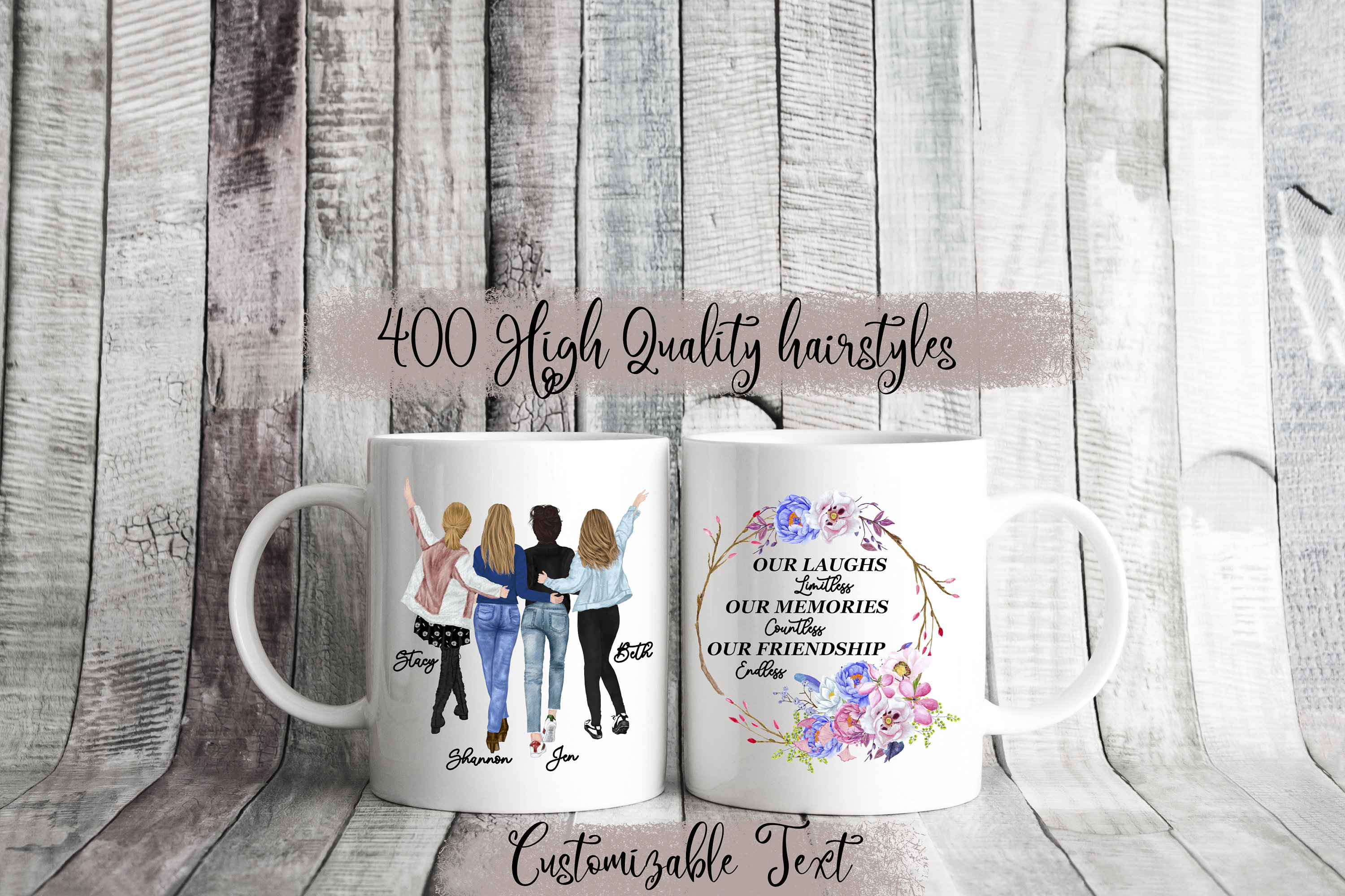 Four Best Friends Gift 4 Friends Mug Custom Coffee Mug | Etsy