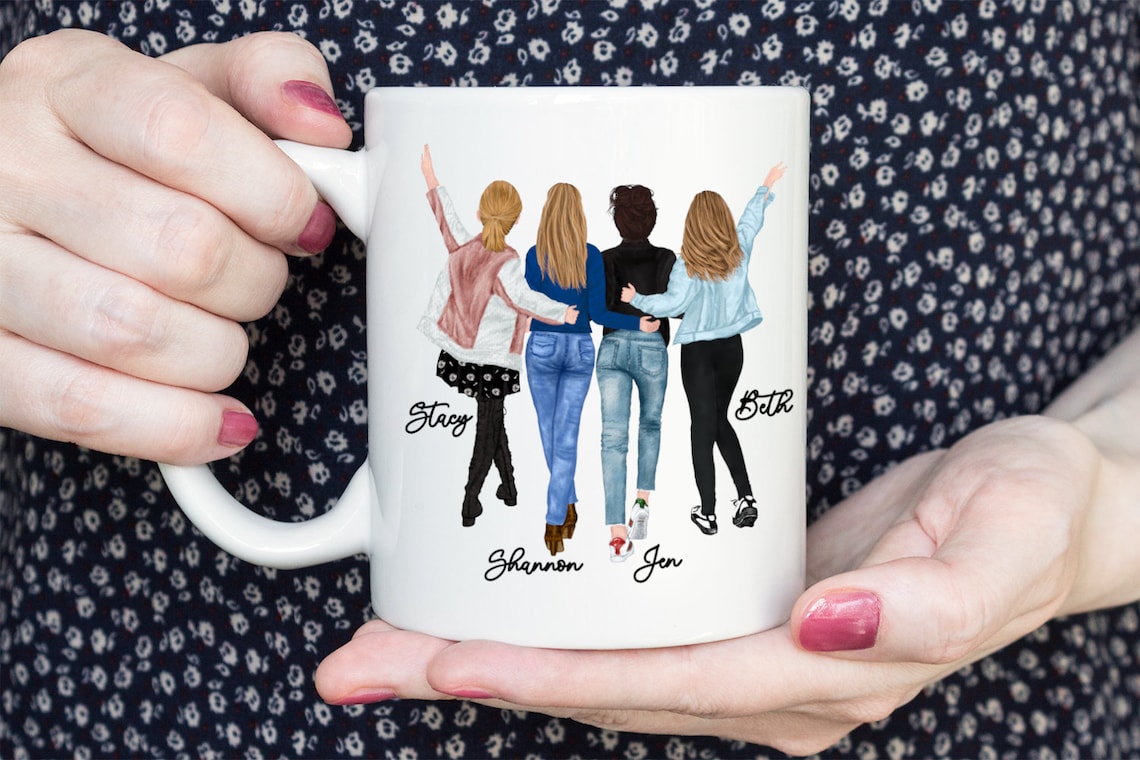 Four Best Friends Gift, 4 Friends Mug Custom Coffee Mug, Personalized ...
