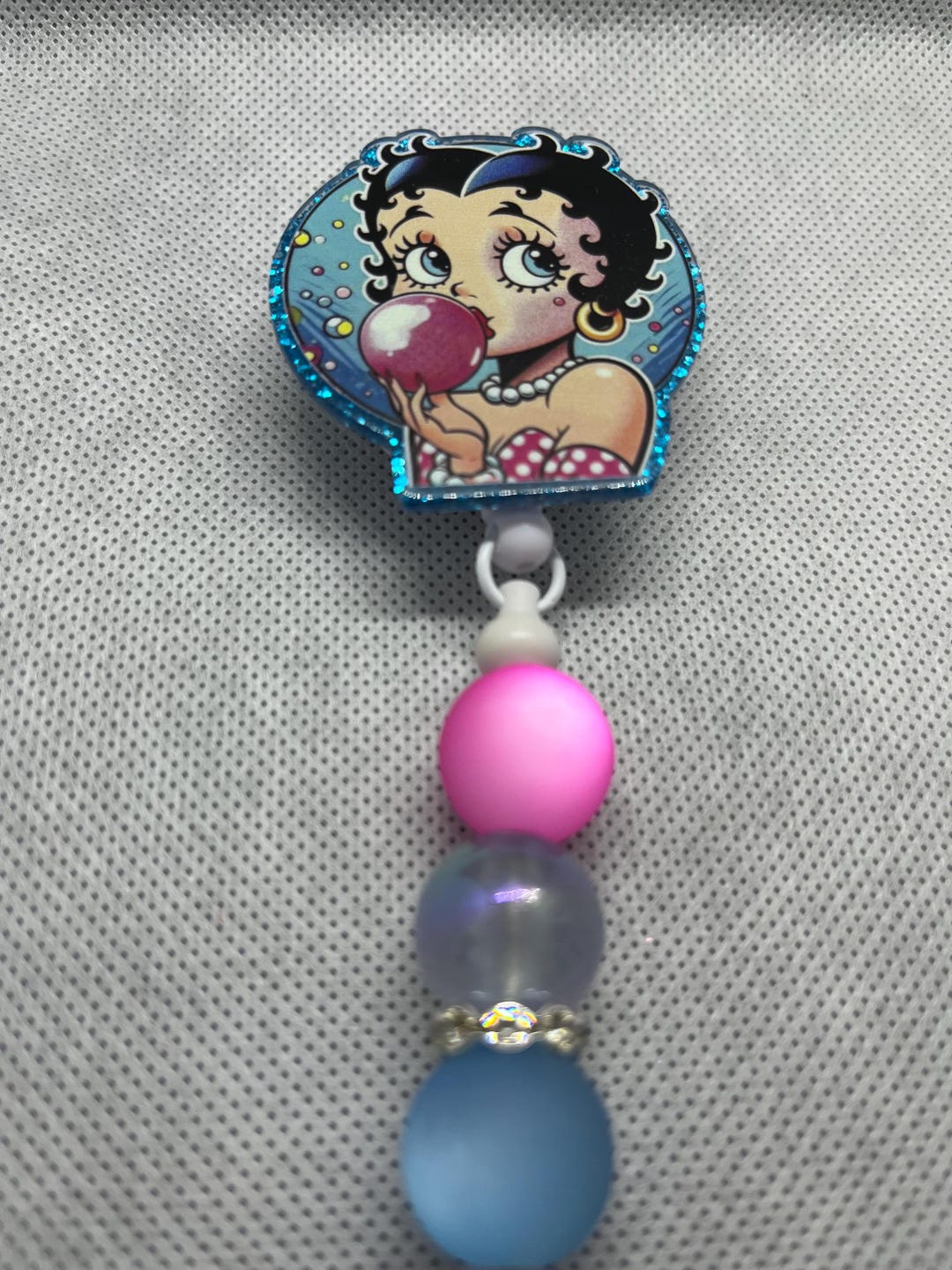 Betty Boop Badge Reel, Betty Boop Beaded Badge Reel, Retractable Badge ...