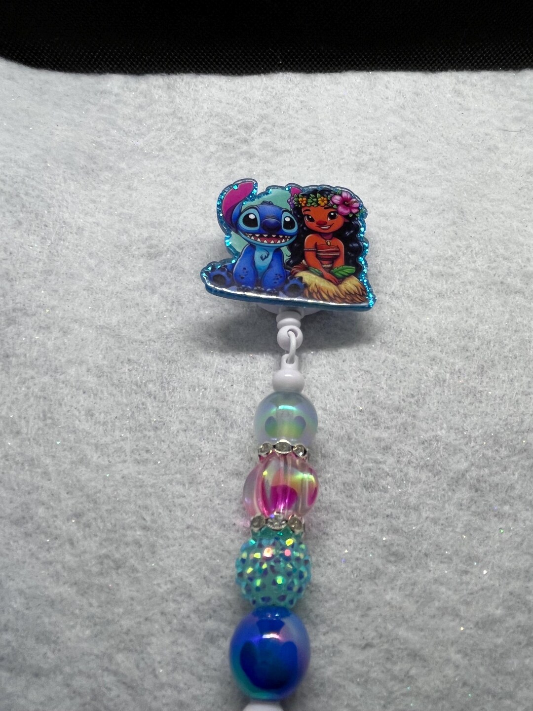 Stitch and Moana Beaded Badge Reel, Badge Reel - Etsy