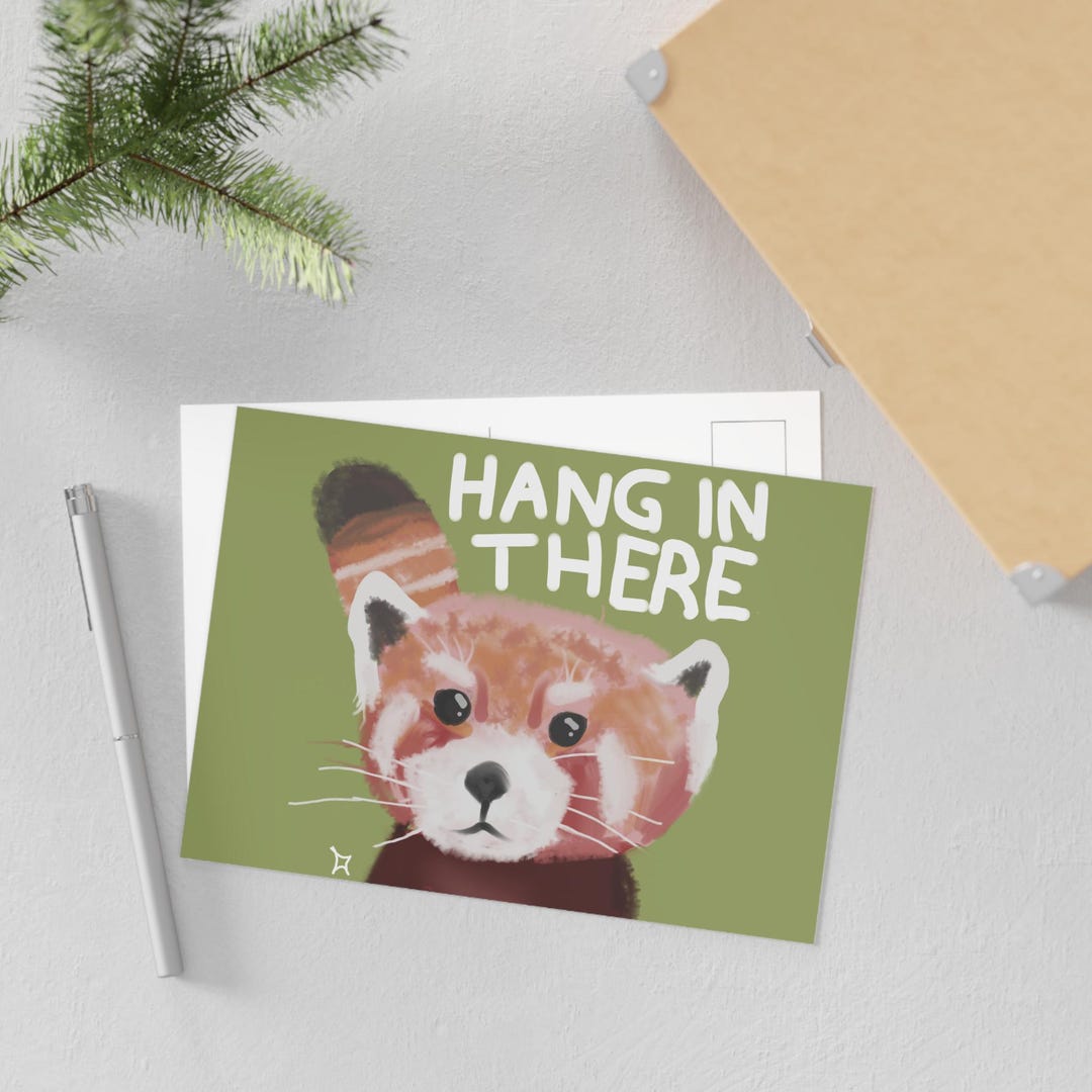 UK Motivational Art Postcards - Cute Red Panda Design, Gift Card, Wall ...