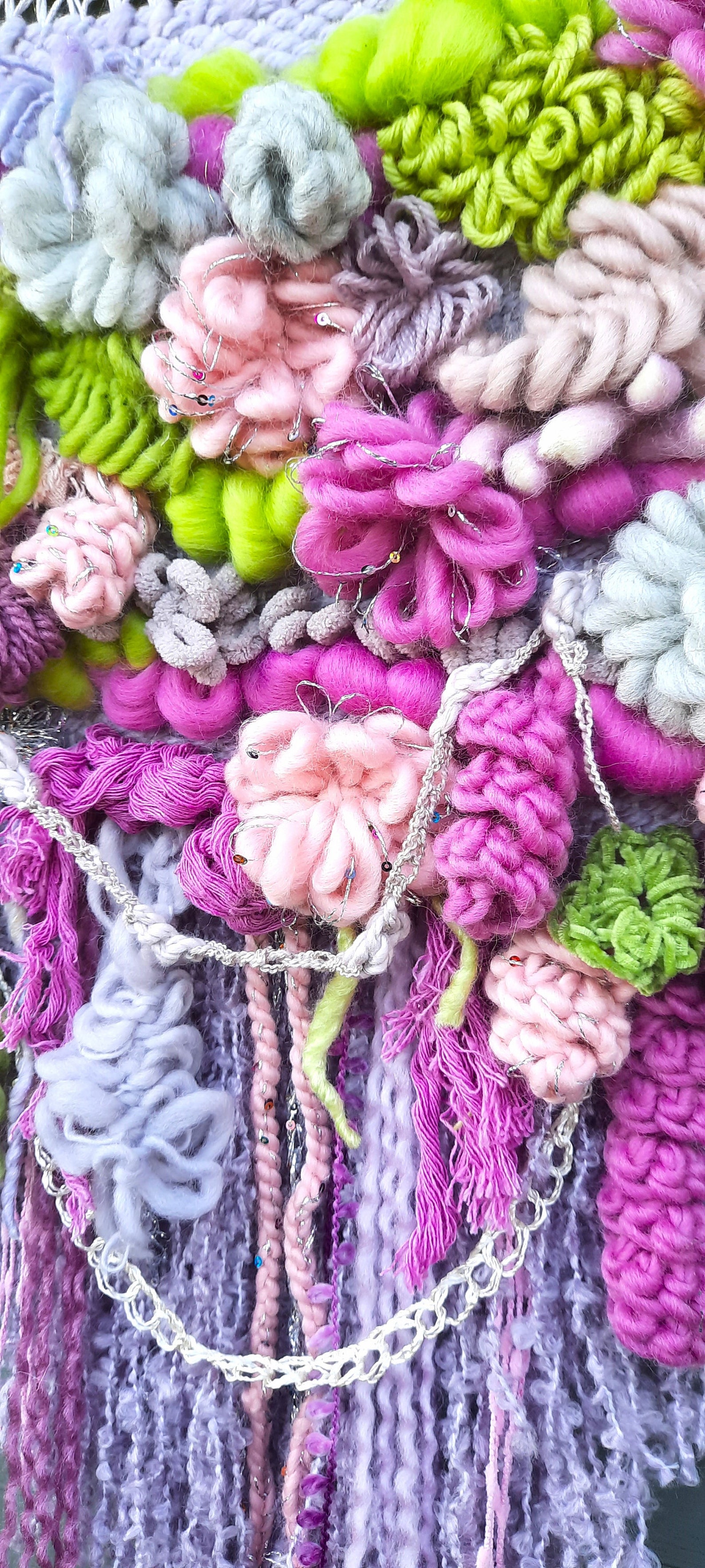 Chunky Woven Wall Hanging, Bohemian, Lilac Whimsical Colourful Weave ...