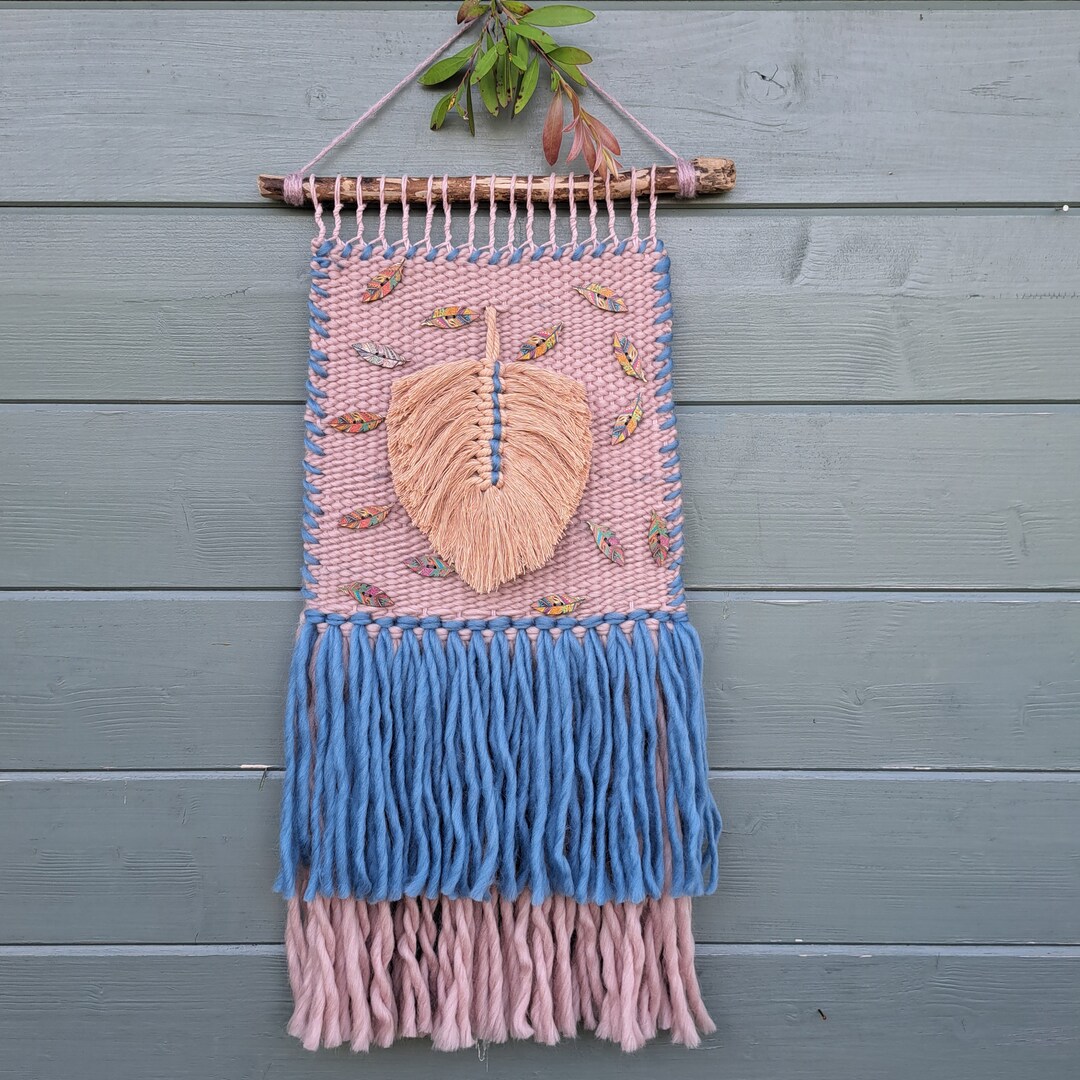 Lovely Pale Pink and Duck Egg Blue Woven Wall Hanging Weave. A - Etsy