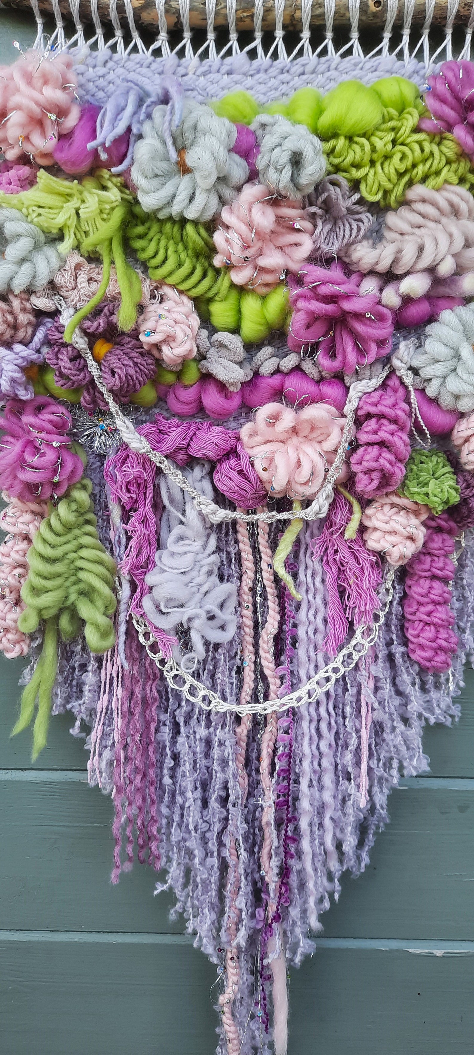 Chunky Woven Wall Hanging, Bohemian, Lilac Whimsical Colourful Weave ...