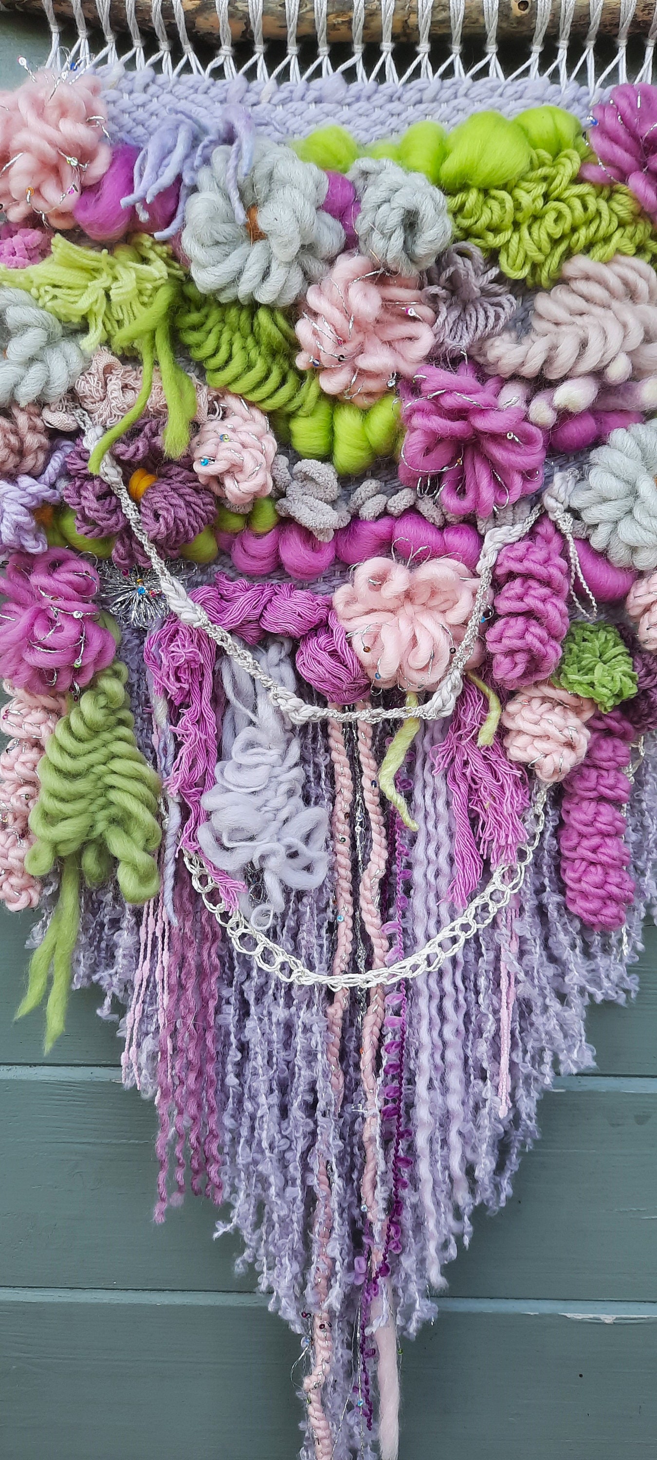 Chunky Woven Wall Hanging, Bohemian, Lilac Whimsical Colourful Weave ...