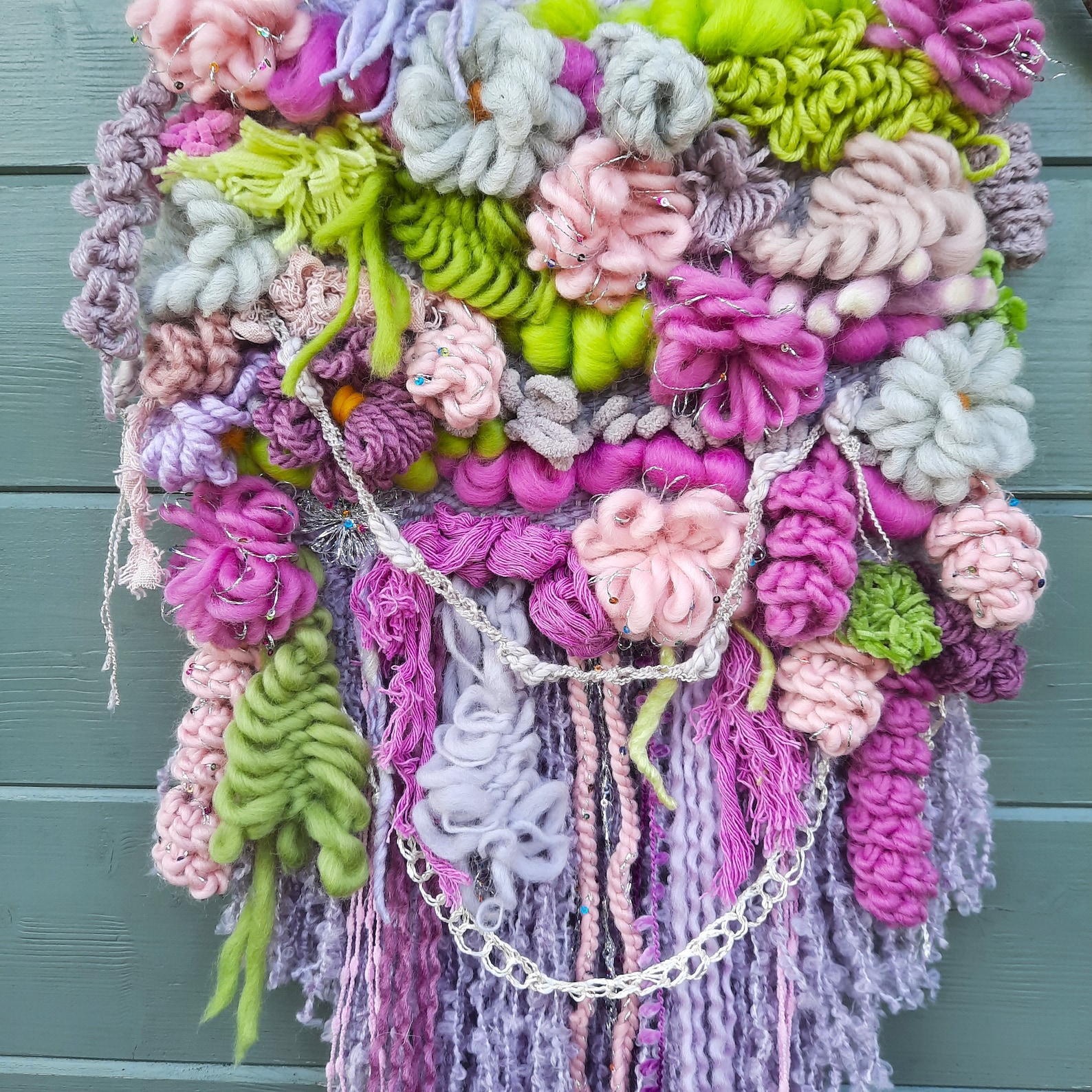 Chunky Woven Wall Hanging, Bohemian, Lilac Whimsical Colourful Weave ...