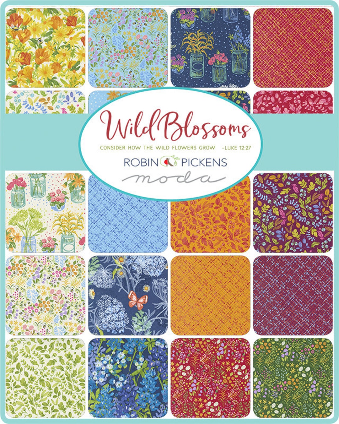 Moda's "wild Blossoms" by Robin Pickens, Quilt Fabric Collection, Sold ...