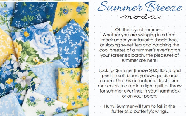 Moda's summer Breeze 2023 Quilt Fabric Collection, Sold by the YARD - Etsy