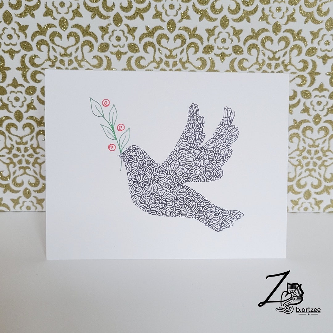 Christmas Dove Card Xmas Cards Happy Holidays Festive - Etsy