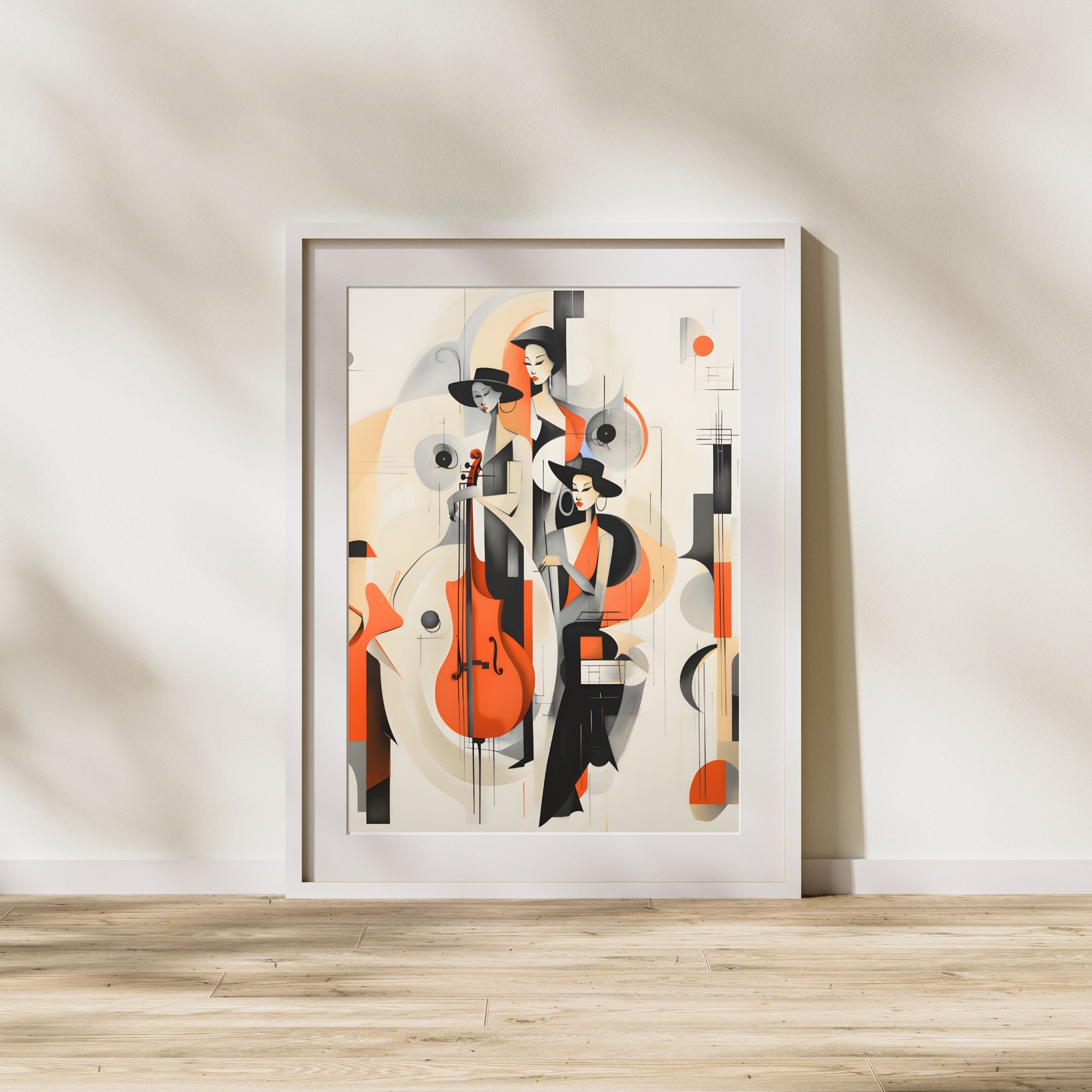 Digital Abstract Music Trio Wall Art Print - Violin Cello Players Decor ...