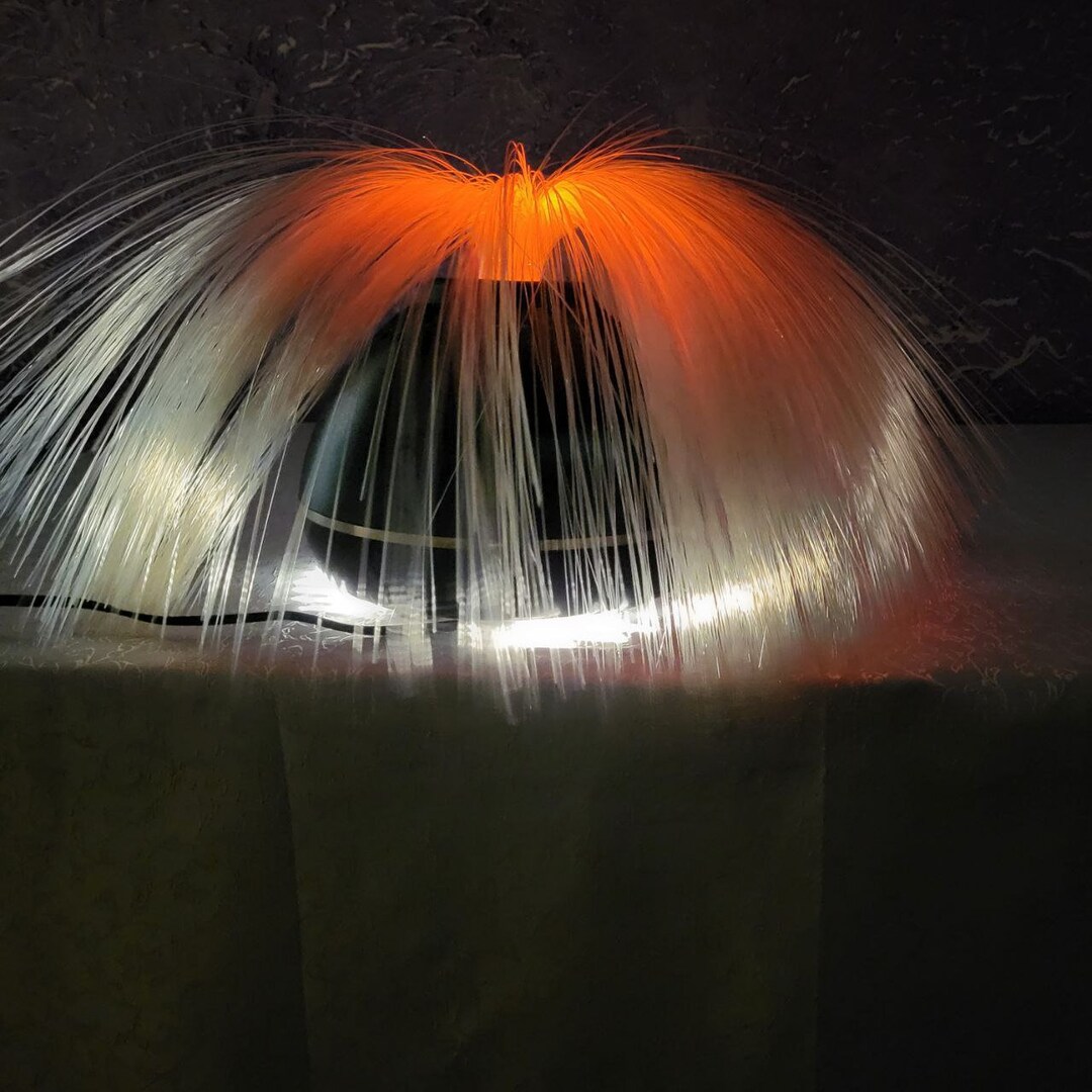 Vintage Retro Fantasia Black & Chrome Rotating Fiber Optic Lamp Light ...