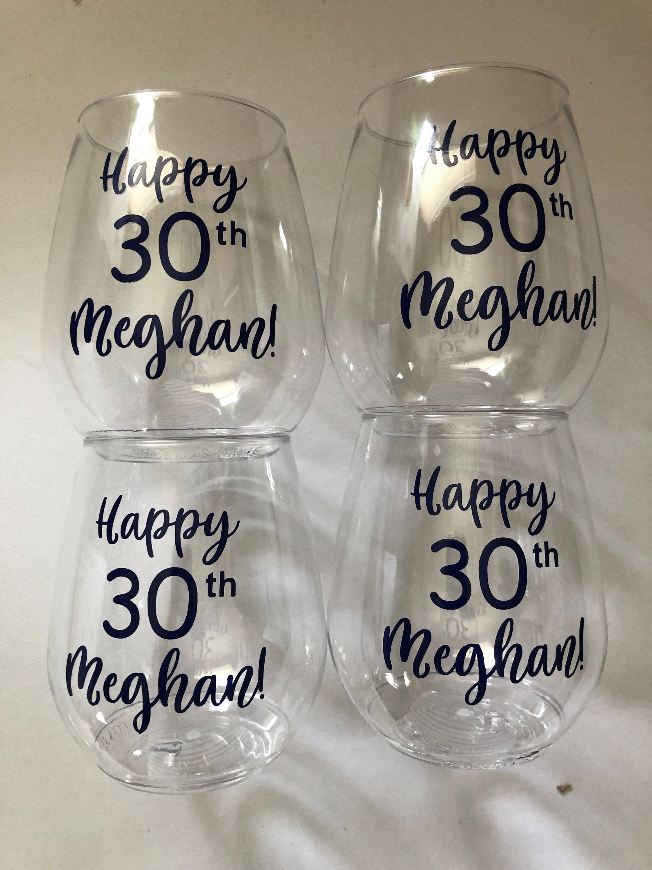 Personalized Birthday Plastic Wine Glasses Set Of 4 Etsy