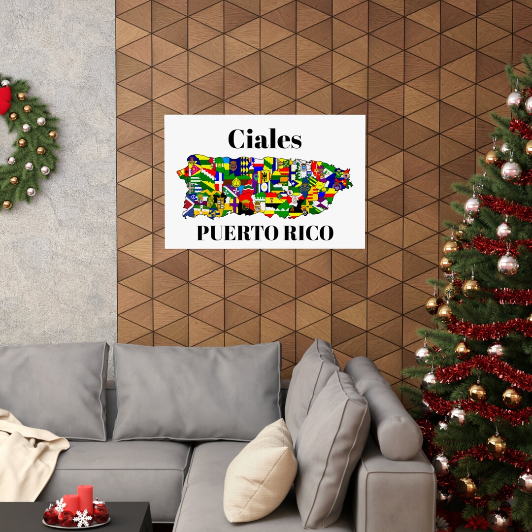 Mapa de Puerto Rico con banderas de ciudades/municipios/ - Etsy México