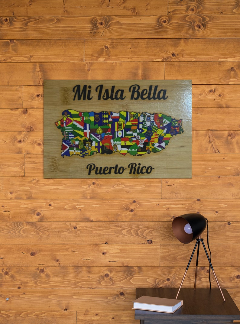 Puerto Rico Map Wood Art: City Flags, Boricua Decor - Etsy