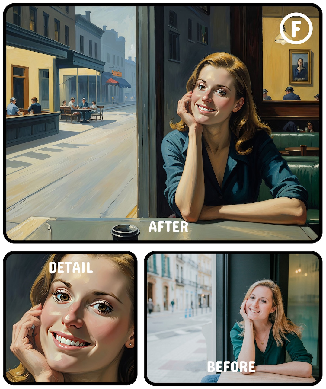 Custom Edward Hopper Style, Personalized Oil Painting Style, Artwork on ...