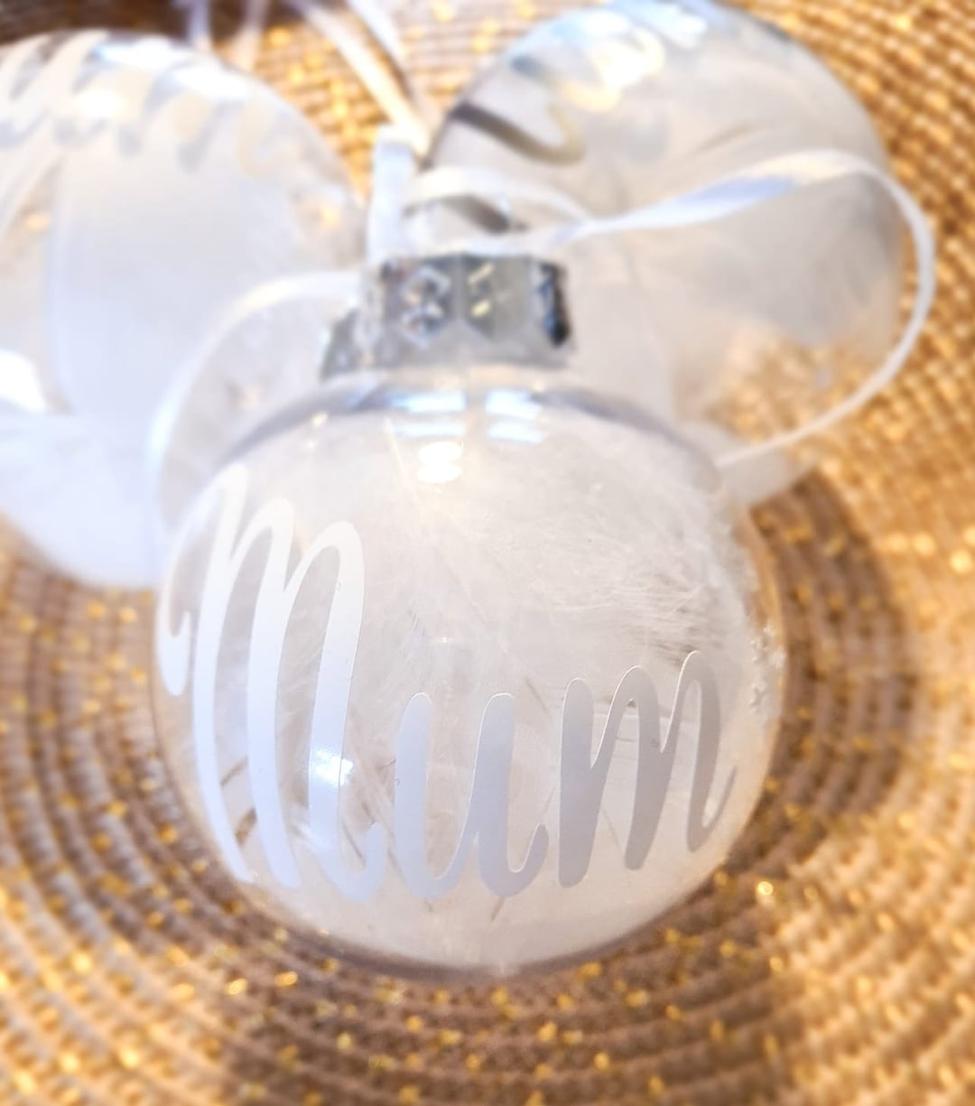 HANDMADE Mum Christmas Bauble With Feathers. - Etsy
