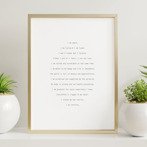Positive Affirmations Poster Daily Affirmations Art Print - Etsy