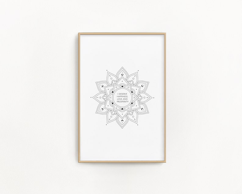 Mandala Poster, Positive Affirmations Poster, Mandala Wall Art, Yoga ...