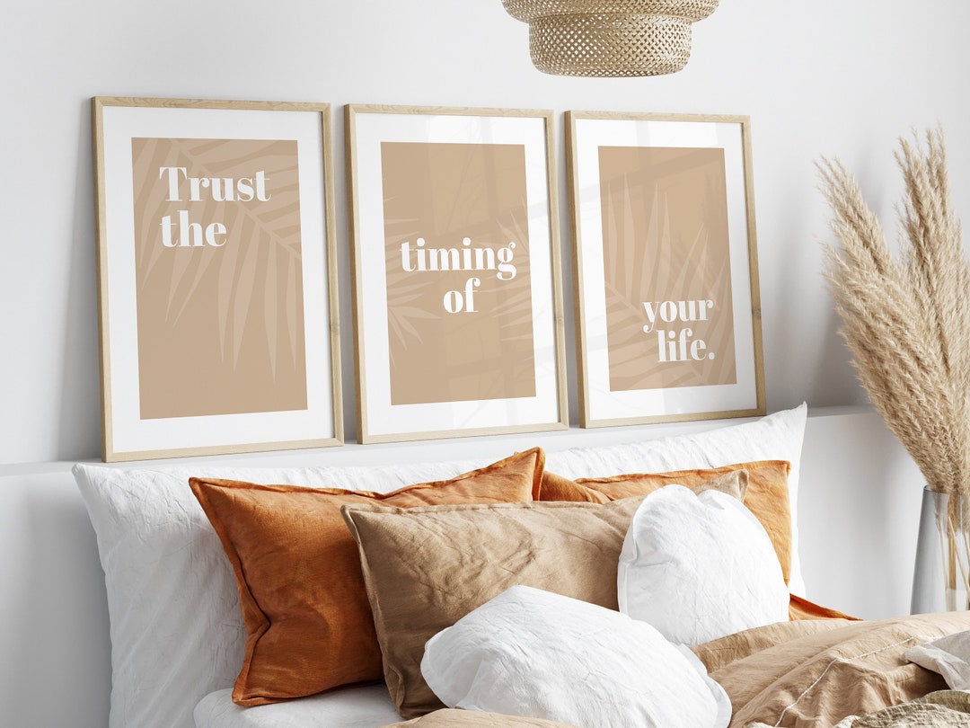 Poster Set of 3, Trust the Timing of Your Life, Boho Poster, Beige ...