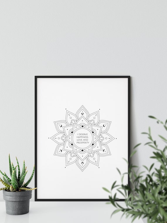 Mandala Poster Positive Affirmations Poster Mandala Wall | Etsy